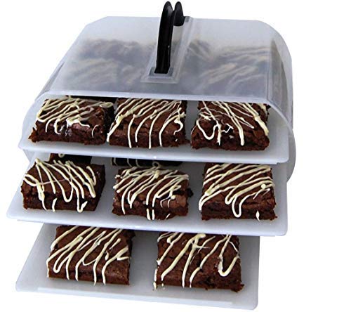 Cookie and Cake Carrier Container with Handle and Lid 4 Trays Cupcake Storage Transport Holder Box 2 Devil Eggs Trays Included