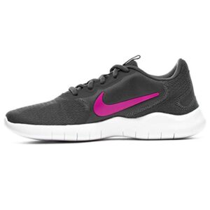 nike women's flex experience run 9 shoe, iron grey/fire pink-smoke grey, 6.5 4e us