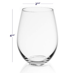 JoyJolt Spirits Stemless Wine Glasses for Red or White Wine (Set of 4)-19-Ounces