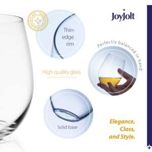 JoyJolt Spirits Stemless Wine Glasses for Red or White Wine (Set of 4)-19-Ounces