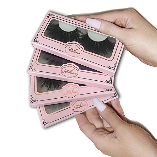 25mm Mink Lashes MIKIWI 4 Pack, Real 3D Mink Lashes, Fluffy Mink Lashes, Thick HandMade Full Strip Lashes, Dramatic 25mm Lashes, 3D Mink Eyelashes