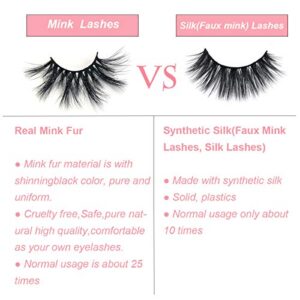 25mm Mink Lashes MIKIWI 4 Pack, Real 3D Mink Lashes, Fluffy Mink Lashes, Thick HandMade Full Strip Lashes, Dramatic 25mm Lashes, 3D Mink Eyelashes