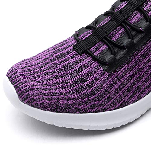 ECHOINE Women's Sneakers Lightweight Walking Trainers Casual Breathable Slip On Mesh Shoes 11 B(M) US Purple