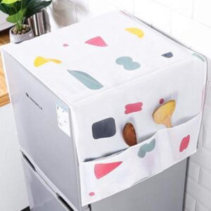 Kinteshun Fridge Dustproof Cover,Refrigerator Washing Machine Top Cover with Kitchenware Organizer Pockets