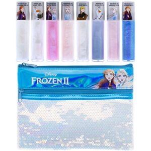 Disney Frozen 2 - Townley Girl Anna and Elsa Lip Gloss Set with Sequin Bag, Ages 3+ (9 Pcs)