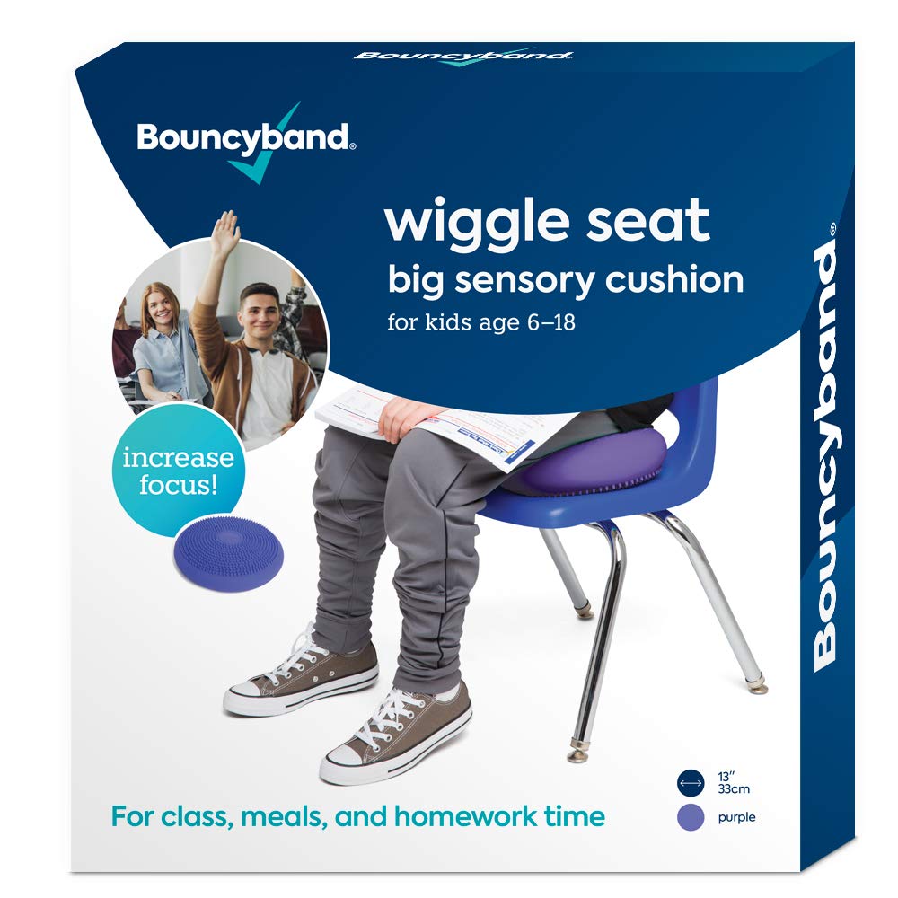 Bouncyband – Wiggle Seat – Purple, 13” D – Large Sensory Cushion for Kids Ages 6-18+ – Promotes Active Learning, Improves Student Productivity, Includes Easy-Inflation Pump