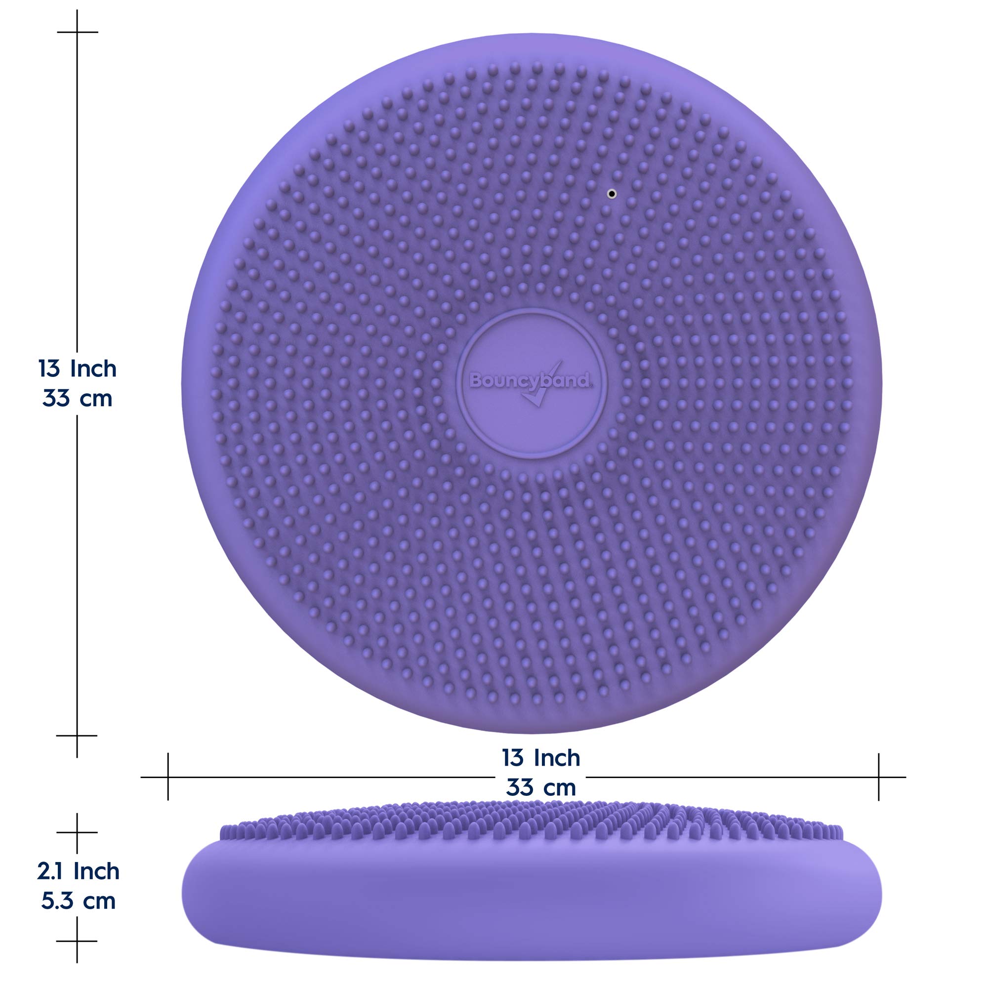 Bouncyband – Wiggle Seat – Purple, 13” D – Large Sensory Cushion for Kids Ages 6-18+ – Promotes Active Learning, Improves Student Productivity, Includes Easy-Inflation Pump