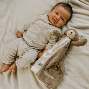 Bunnies By The Bay "The Bear" Buddy Blanket - 16" Stuffed Bear and Baby Security Blanket - Super Soft Velour with Satin Lining - Gray