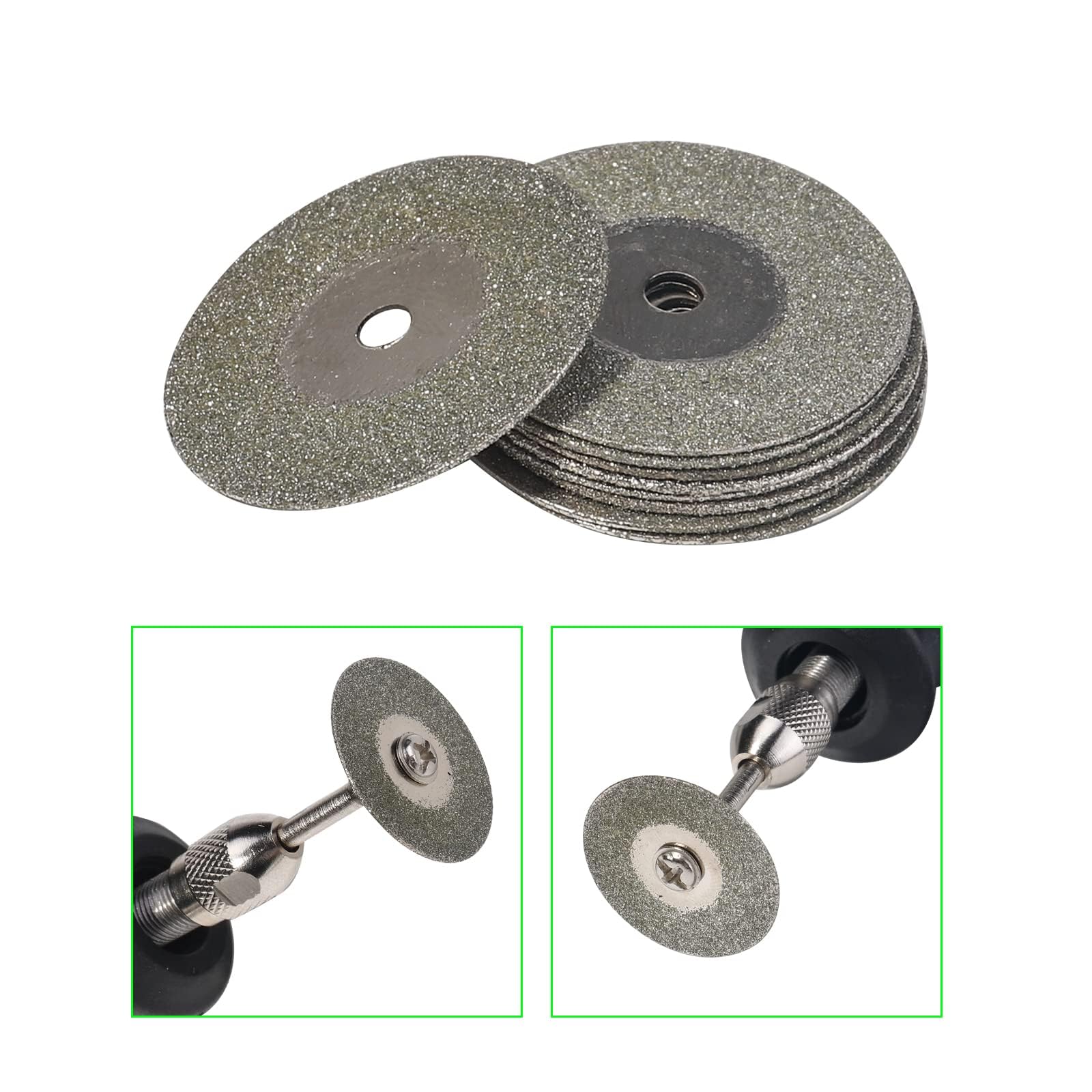 Full Sand Diamond Wheels 3mirrors Tungsten Electrode Sharpener Blades Replacement Cutting Wheels Tig Welding Discs 10pcs 25mm 0.5mm w/ 2 CNC Connecting Rods Compatible with Dremel Rotary Tools