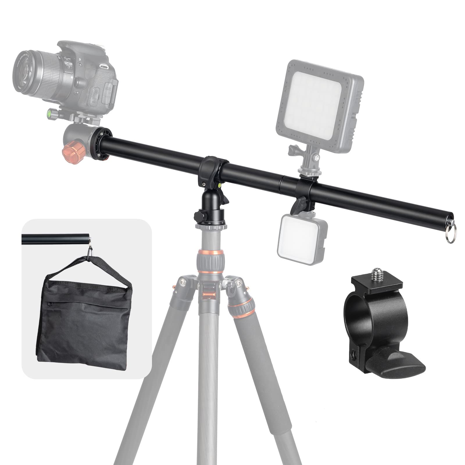 TARION Tripod Extension Arm Horizontal Centre Column Boom 12.6" Extender 360° Rotatable Aluminum Alloy Swivel Lock with Counterweight Sandbag for Overhead Photography and Filming VB-03