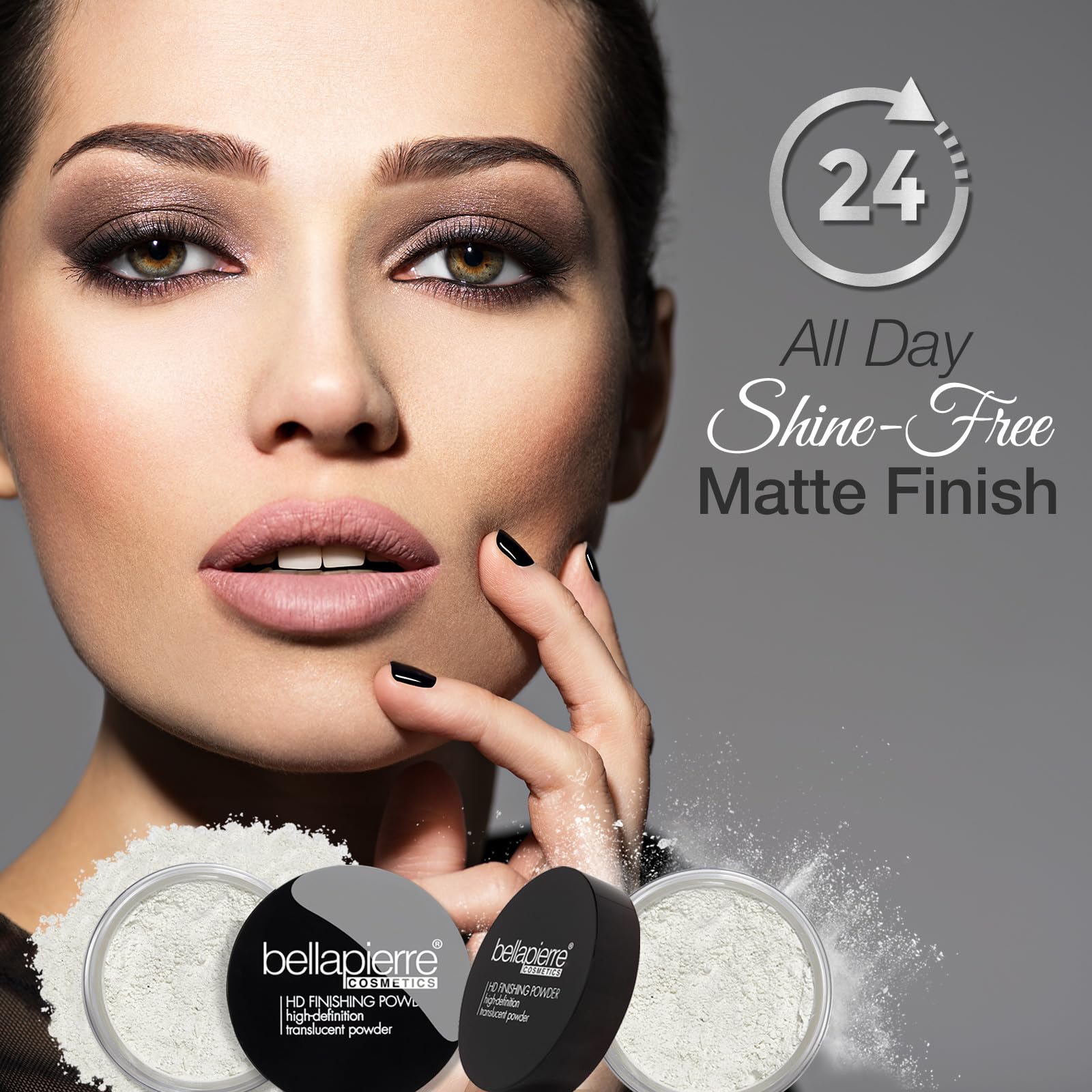 bellapierre HD Finishing Powder | Translucent Setting Powder | Poreless Shine-Free Matte Finish | Lightweight Gentle Formula | Non-Toxic & Paraben Free | Cruelty Free Mineral Makeup