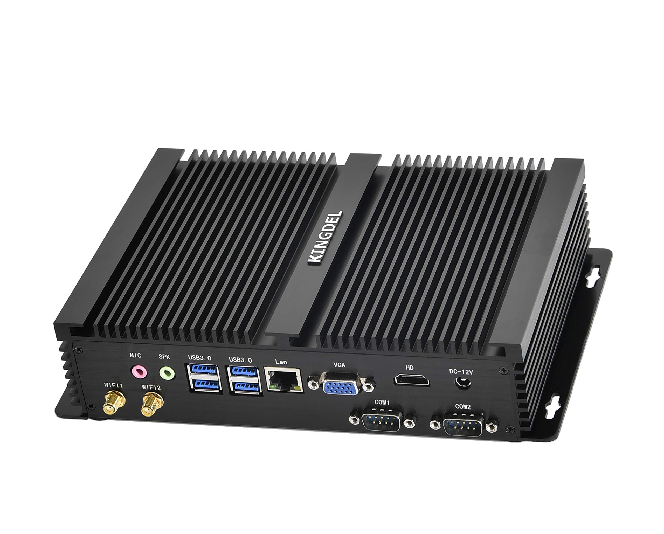 KINGDEL Fanless Mini PC, Nettop Intel i5 CPU Personal Computer, 16GB RAM, 256GB SSD, 2xCOM RS232 4xUSB 3.0 HD Port VGA W-11 Pro, Metal Body