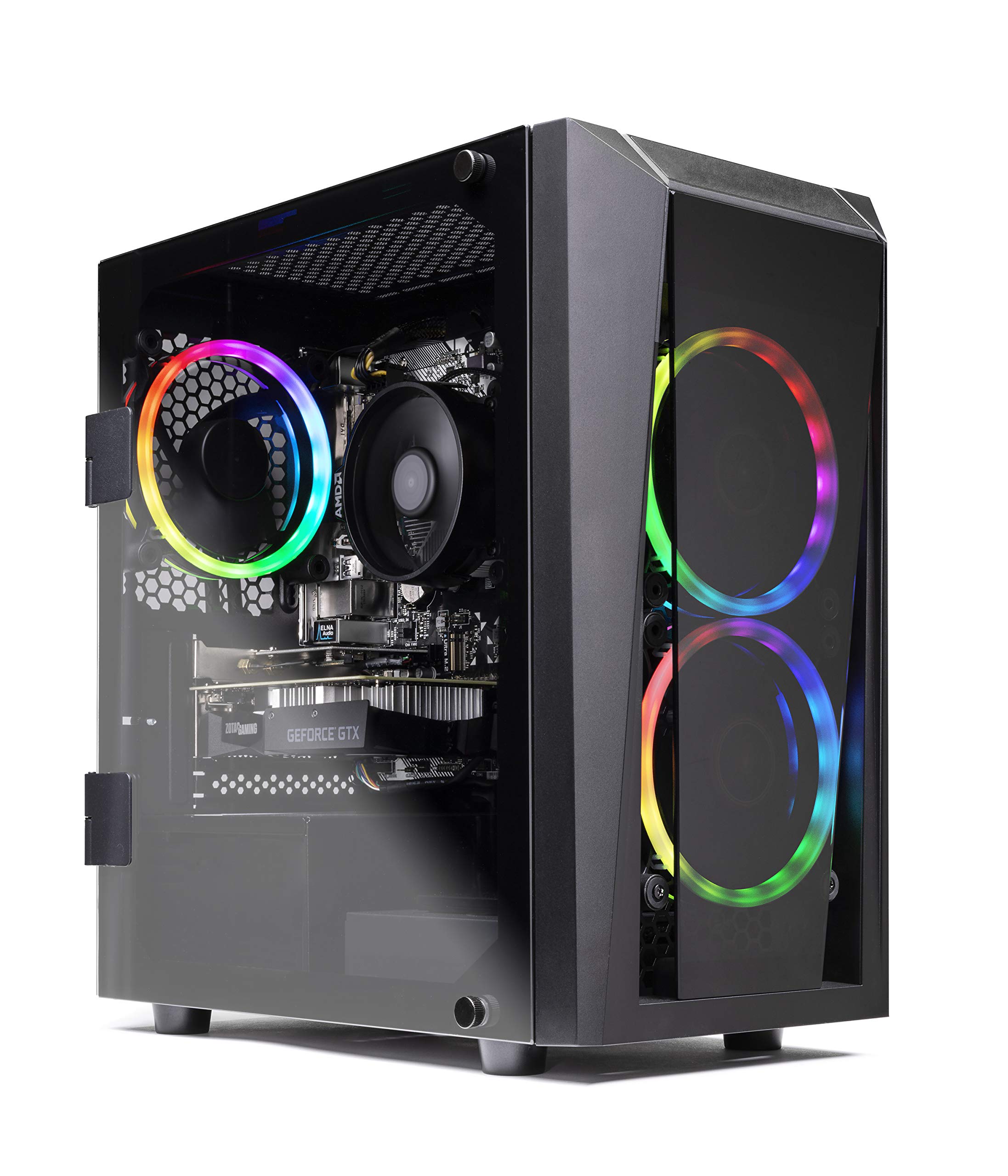 SkyTech Blaze II Gaming Computer PC Desktop – Ryzen 5 2600 6-Core 3.4 GHz, NVIDIA GeForce GTX 1660 TI 6G, 500G SSD, 8GB DDR4, RGB, AC WiFi, Windows 10 Home 64-bit