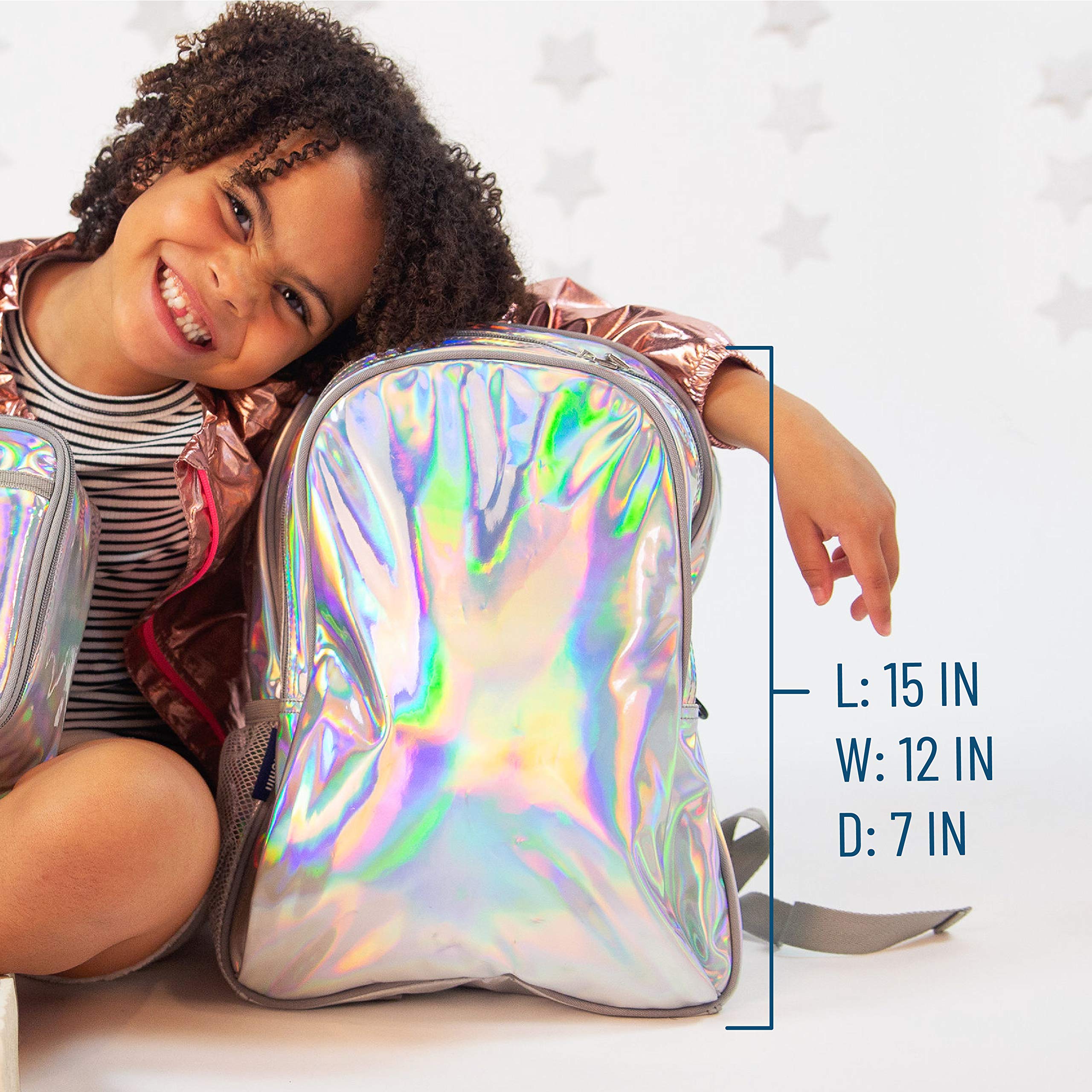 Wildkin 15-Inch Kids Backpack for Boys & Girls, Perfect for Early Elementary, Backpack for Kids Features Padded Back & Adjustable Strap, Ideal for School & Travel Backpacks (Holographic)