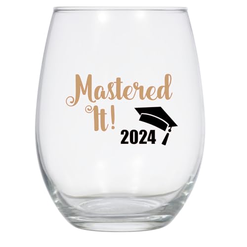 Mastered it 2024 Masters Graduation Wine Glass, Large 21 Oz, MBA, MS, Graduation