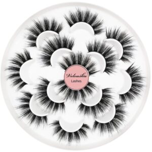 veleasha 5d faux mink lashes handmade luxurious volume fluffy natural false eyelashes 7 pairs (dubai)