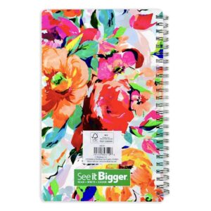 PlanAhead See IT Bigger April 2024 - June 2025 Size 8.75" x 5.5" x 0.5" Monthly/Weekly Medium Planner and Twin Fluorescent Pen (Floral Coppa)