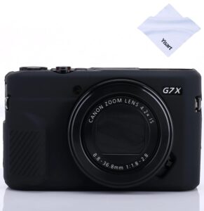 g7x mark ii case g7x mark iii case g7x camera silicone case ultra-thin lightweight rubber soft silicone case bag cover for canon powershot g7x g7x mark ii g7x mark iii + microfiber cloth (black)