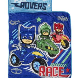 PJ Masks Race Into The Night Nap-Mat - Includes Pillow and Fleece Blanket - Great for Boys and Girls Napping at Daycare, Preschool, Or Kindergarten - Fits Sleeping Toddlers and Young Children