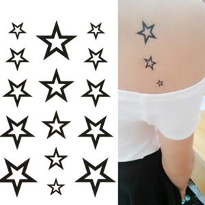 Yesallwas Cute Black Moon Sky Stars Temporary Tattoo for Women Body Kids 6 sheet Waterproof Art Fake Tattoo Stickers