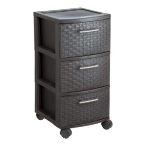 mq infinity 3-drawer rolling storage cart, espresso