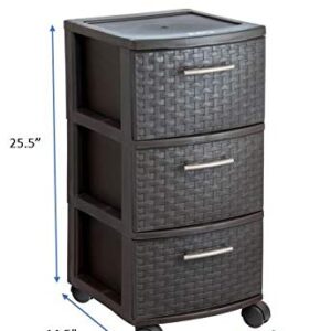 MQ INFINITY 3-Drawer Rolling Storage Cart, Espresso