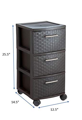 MQ INFINITY 3-Drawer Rolling Storage Cart, Espresso