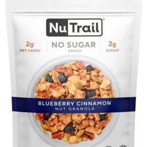 NuTrail Nut Granola Cereal, Blueberry Cinnamon, No Sugar Added, Keto, Low Carb, Gluten Free, Grain Free, Healthy Breakfast 8 oz. 1 Count