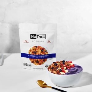 NuTrail Nut Granola Cereal, Blueberry Cinnamon, No Sugar Added, Keto, Low Carb, Gluten Free, Grain Free, Healthy Breakfast 8 oz. 1 Count