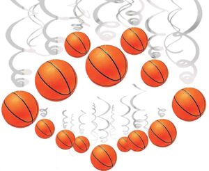 36ct basketball hanging swirl decorations - basketball themed party supplies hanging party decorations, boy birthday party decorations