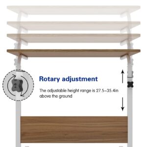 SogesHome 31.5inches Adjustable Mobile Bed Table Portable Laptop Computer Stand Desks with Rolling Wheels, Oak