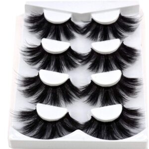 hbzgtlad new 4 pairs 3d mink hair false eyelashes criss-cross wispy cross fluffy length 25mm lashes extension handmade eye makeup tools (mdr-5)