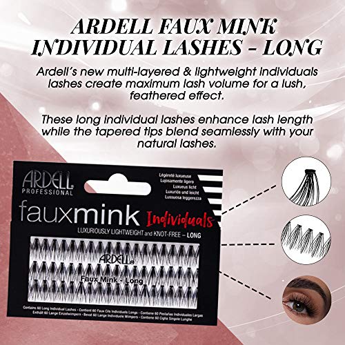 Ardell False Eye Lashes Faux Mink Individuals Long Black 4 Pack