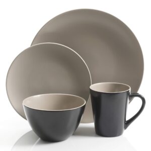 gibson soho lounge soho lounge matte dinnerware set, service for 4 (16pcs), two-tone taupe