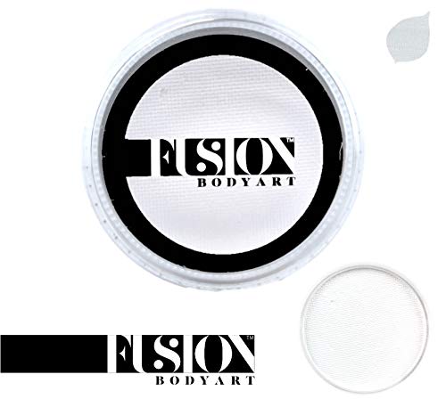 Fusion Body Art Pro Face Paint | Prime Paraffin White (30gm), Professional Quality Water Activated Face and Body Paint Supplies Single Makeup Cake Hypoallergenic, Non-Toxic, Safe, Vegan