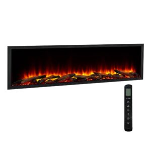 simplifire scion 55" clean face linear electric fireplace - black, sf-sc55-bk