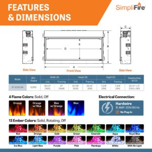 SIMPLIFIRE Scion 55" Clean Face Linear Electric Fireplace - Black, SF-SC55-BK