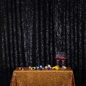 SquarePie Sequin Backdrop 6FT x 8FT Black Curtain Background for Halloween Wedding Party