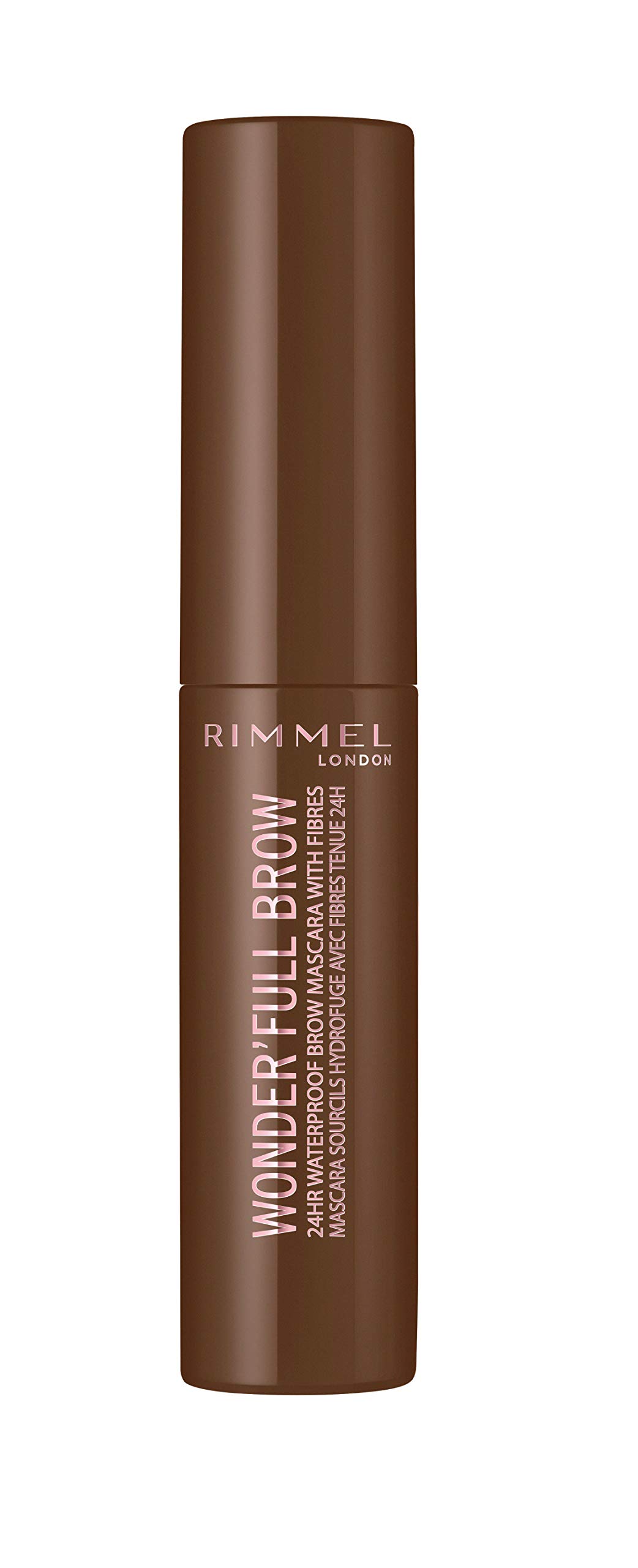 Rimmel London Wonder'Full 24HR Eyebrow Mascara, Long-Wearing, Waterproof, Smudge-Proof, 002, Medium Brown, 0.04oz