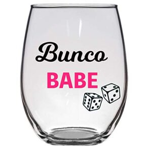 bunco babe wine glass, large 21 oz, funny wine glass, bunco game