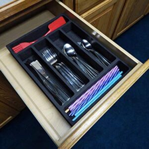 Polar Whale 4 Large Flatware Silverware Drawer Organizers for Cutlery Forks Knives Spoons Serving Utensils Non-Slip Premium Waterproof Tray Insert 11 x 15 Inches 6 Slot Extra Deep Pair Set