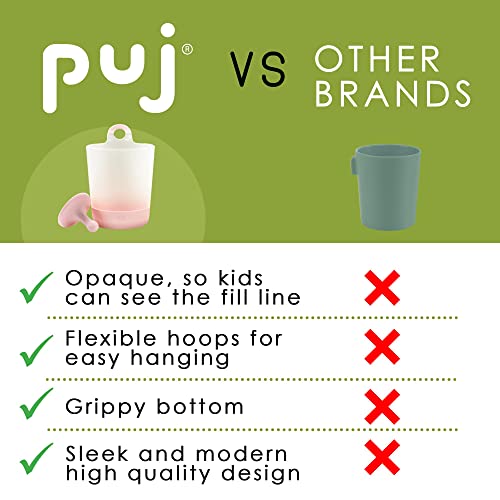 Puj Phillip Cups for Kids - Hangable Training Cups - Rinse-and-Play Reusable Plastic Cups with Grippy Hooks - Dishwasher Safe - Frustration Free Packaging - Set of 4 (Scandinavian)