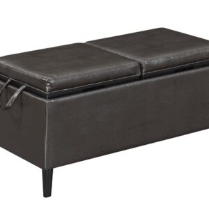 Convenience Concepts Designs4Comfort Magnolia Storage Ottoman with Reversible Trays, Espresso Faux Leather