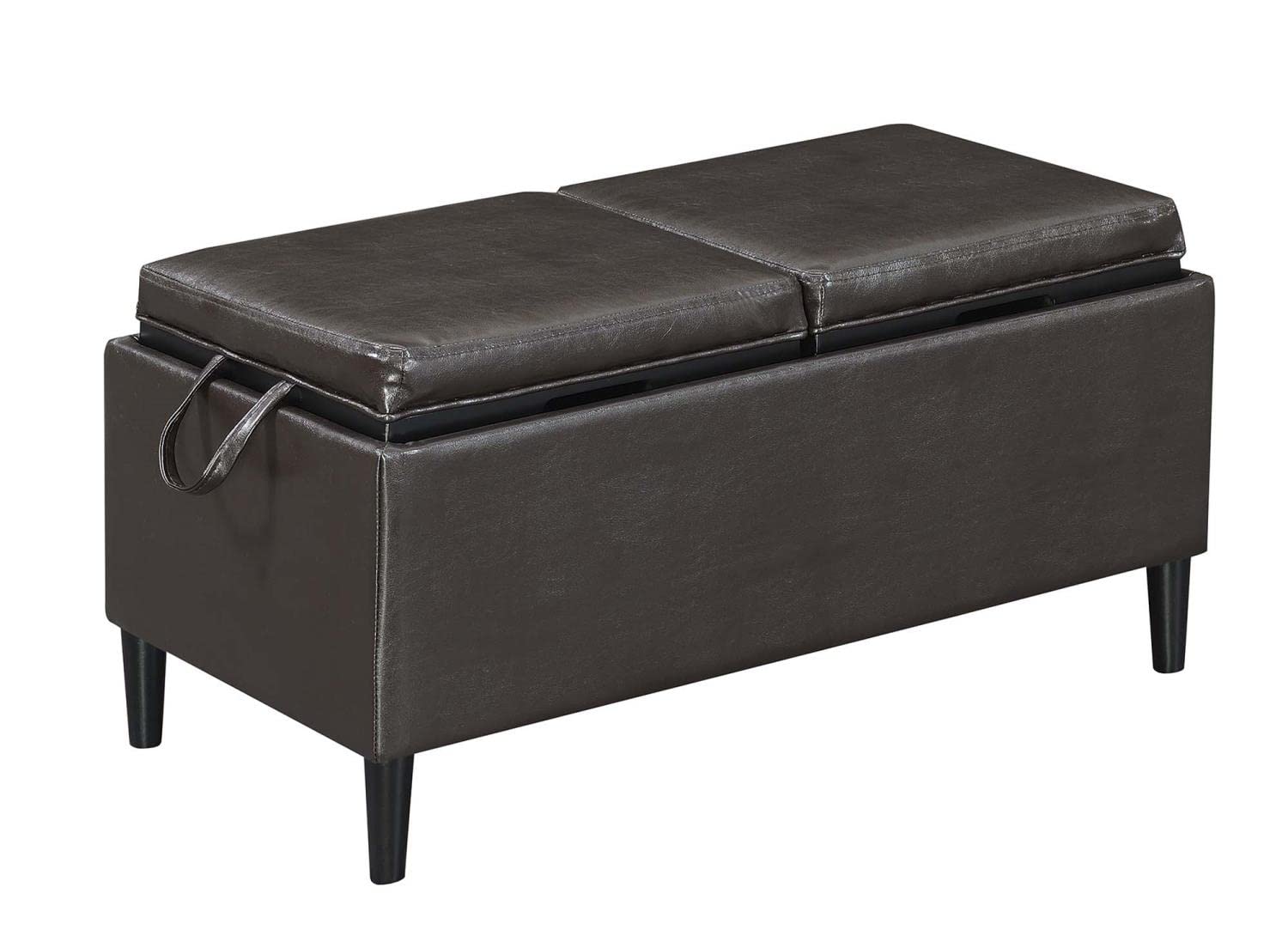 Convenience Concepts Designs4Comfort Magnolia Storage Ottoman with Reversible Trays, Espresso Faux Leather