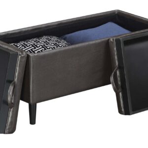 Convenience Concepts Designs4Comfort Magnolia Storage Ottoman with Reversible Trays, Espresso Faux Leather