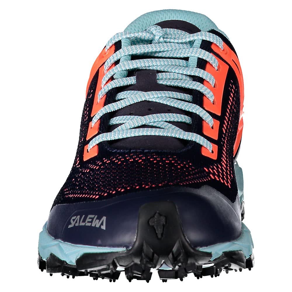 Salewa Women's WS Lite Train Knitted Trail Running Shoes, Premium Navy Fluo Coral 3993, 9