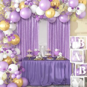 SoarDream Wedding Sequin Backdrop Lavender 2 Pieces 2ftx8ft Glitter Curtain Backdrop Arch Fabric Drapes for Baby Shower Birthday Party Decoration