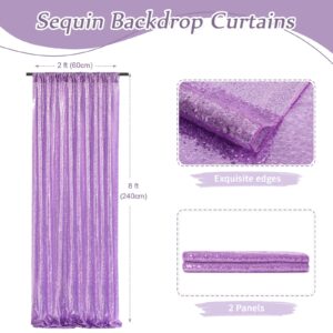 SoarDream Wedding Sequin Backdrop Lavender 2 Pieces 2ftx8ft Glitter Curtain Backdrop Arch Fabric Drapes for Baby Shower Birthday Party Decoration