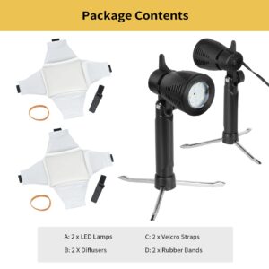 Meking Mini Softbox Photography Lighting Kit, Portable 4x4.8in Continuous Lighting LED Lamp with Collapsible Diffuser for Video Tabletop Studio Small Product Shooting, 2 Sets