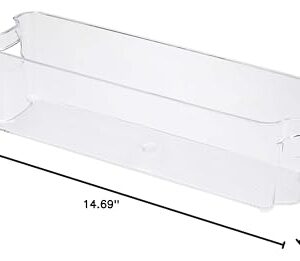 Amazon Basics Plastic Fridge Storage Bin - Narrow (2-Pack), White